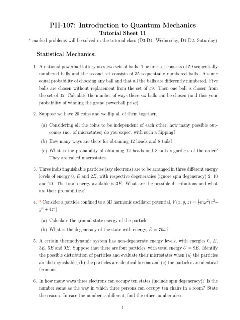 2021 - PH107 - Tutorial 11 | PDF