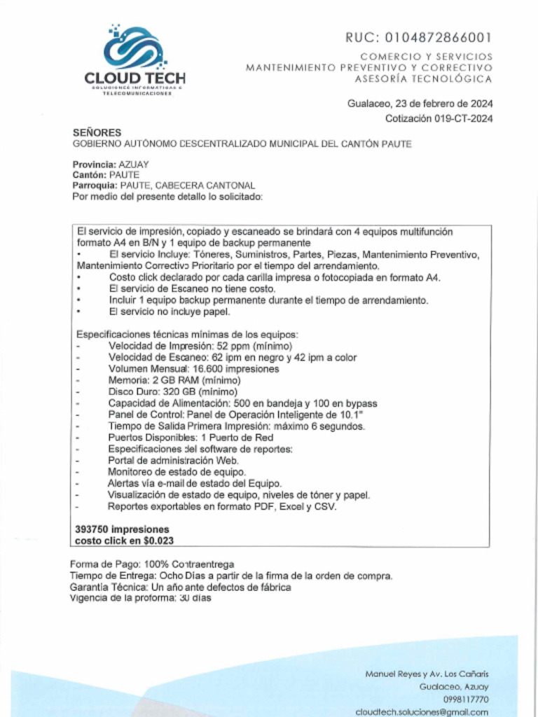 Proformas Gad Paute Firmadas Infima | PDF