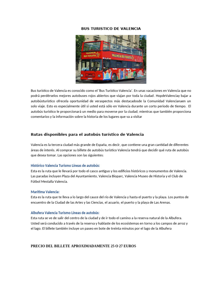 bus BUS TURISTICO DE VALENCIA | PDF
