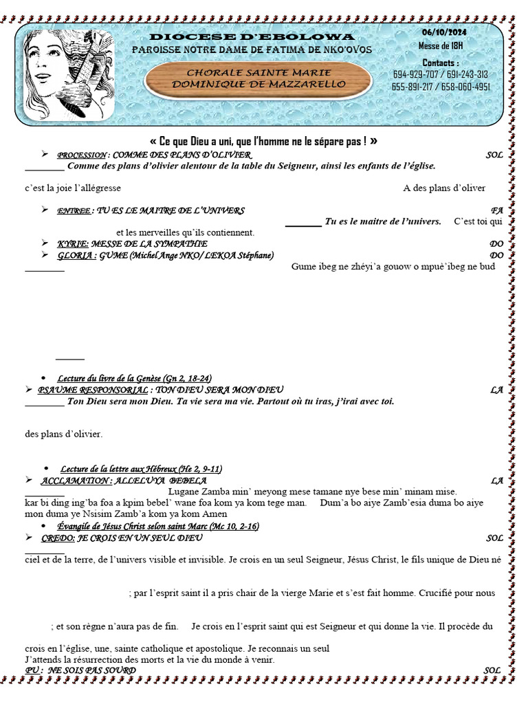 27ème Dimanche TOB | PDF