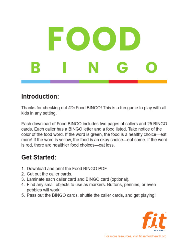 Food Bingo | PDF
