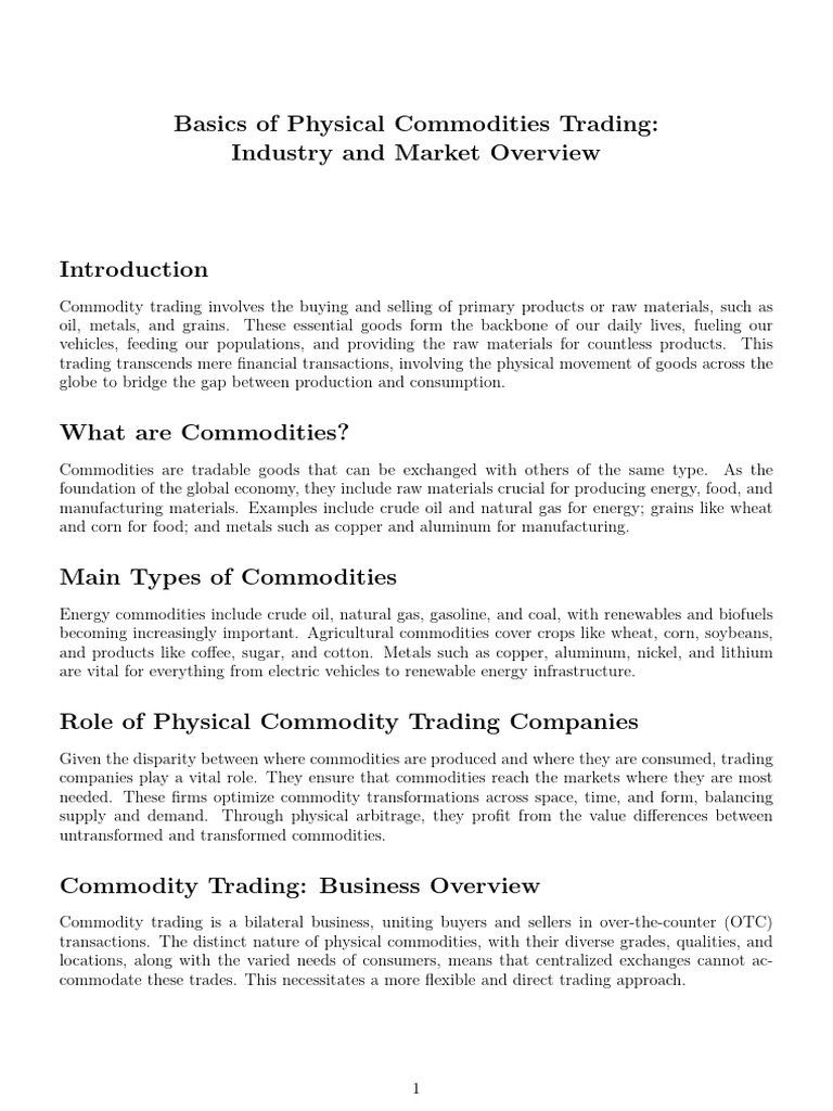 Commodities 101 CTC | PDF