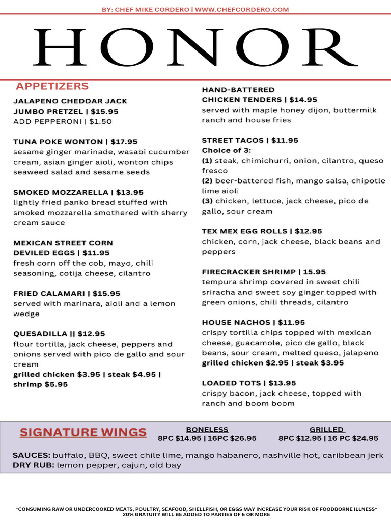 Menu Highlights: Salads & Appetizers | PDF