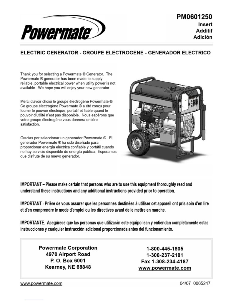 Manual Powermate PM0601250 | PDF