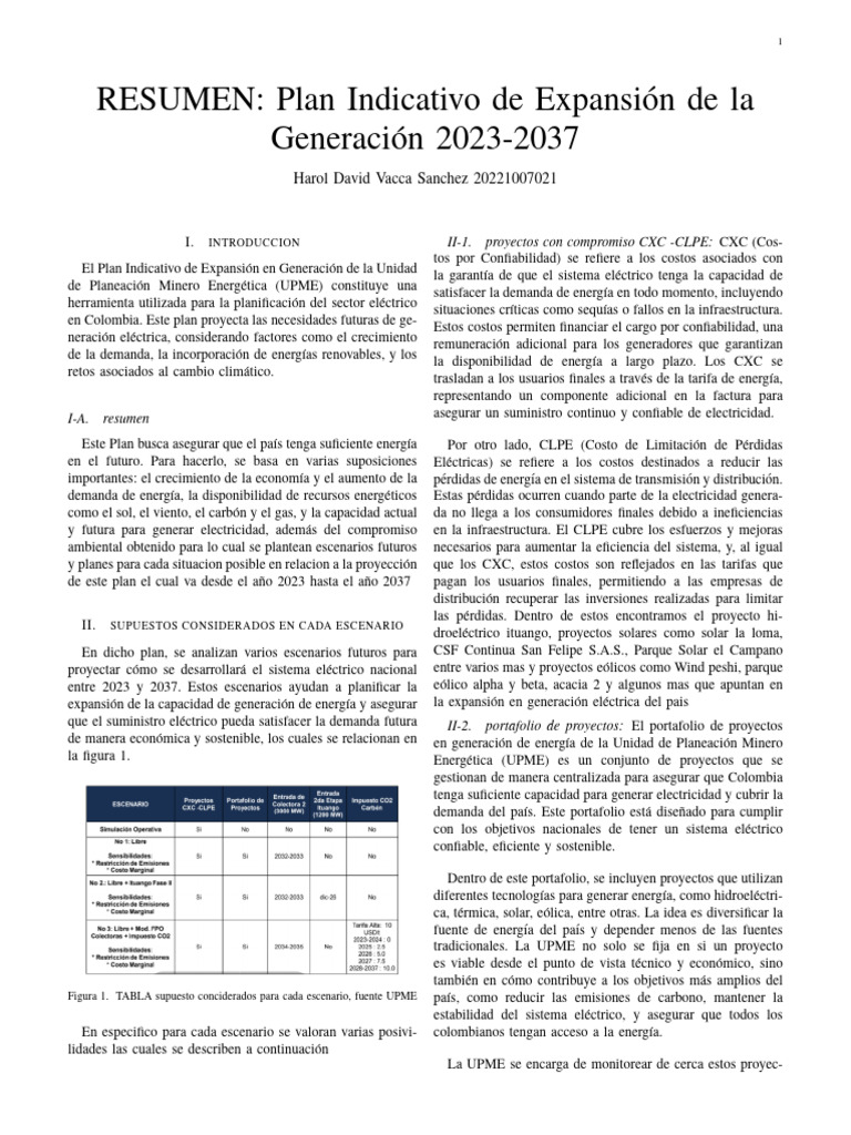 Resumen Plan de Expansion en Generacion Upme | PDF