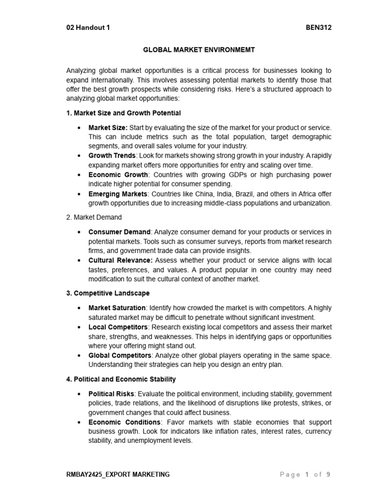 l02 Global Market Environment | PDF