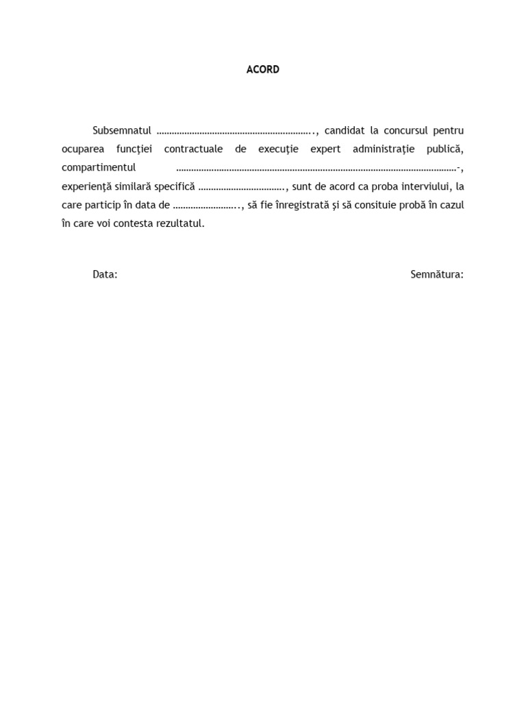 Acord Inregistrare Interviu | PDF