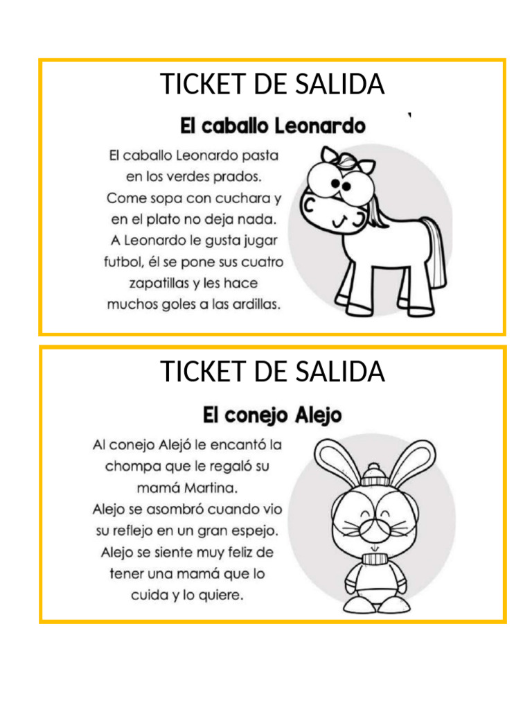 Ticket de Salida Lectura | PDF