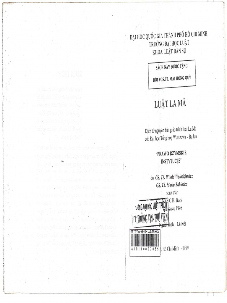 Wolodkiewicz Zablocka - 1999 - Luật La Mã - Lê Nết Dịch | PDF