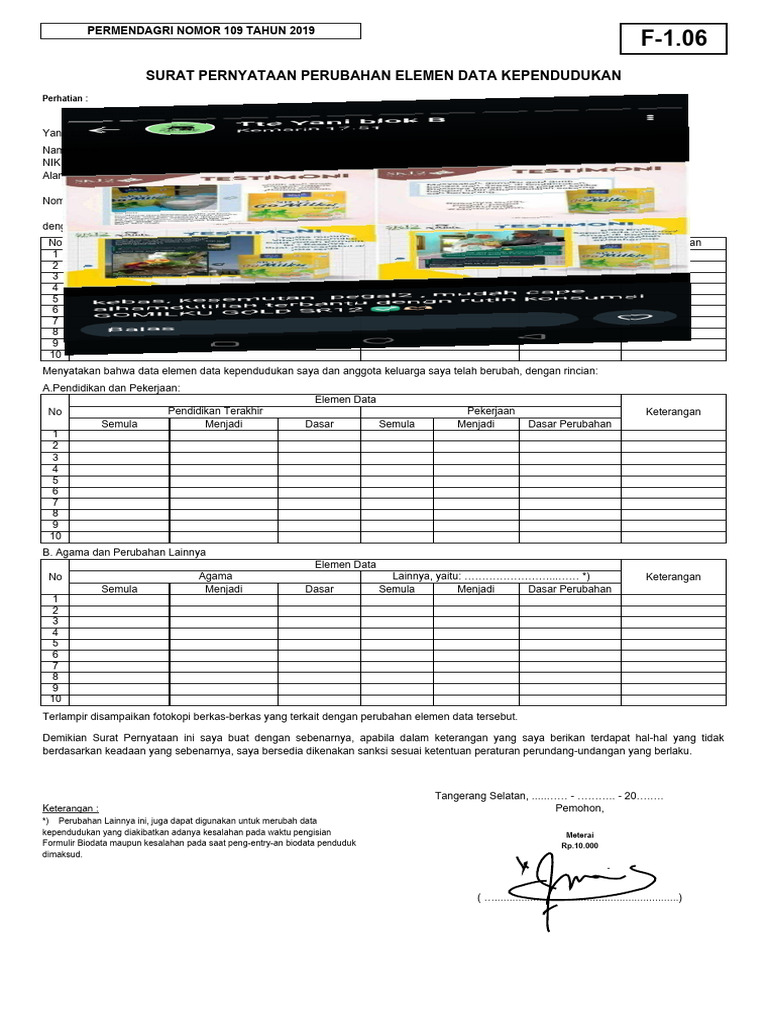 FORMULIR F 1.06(1) | PDF
