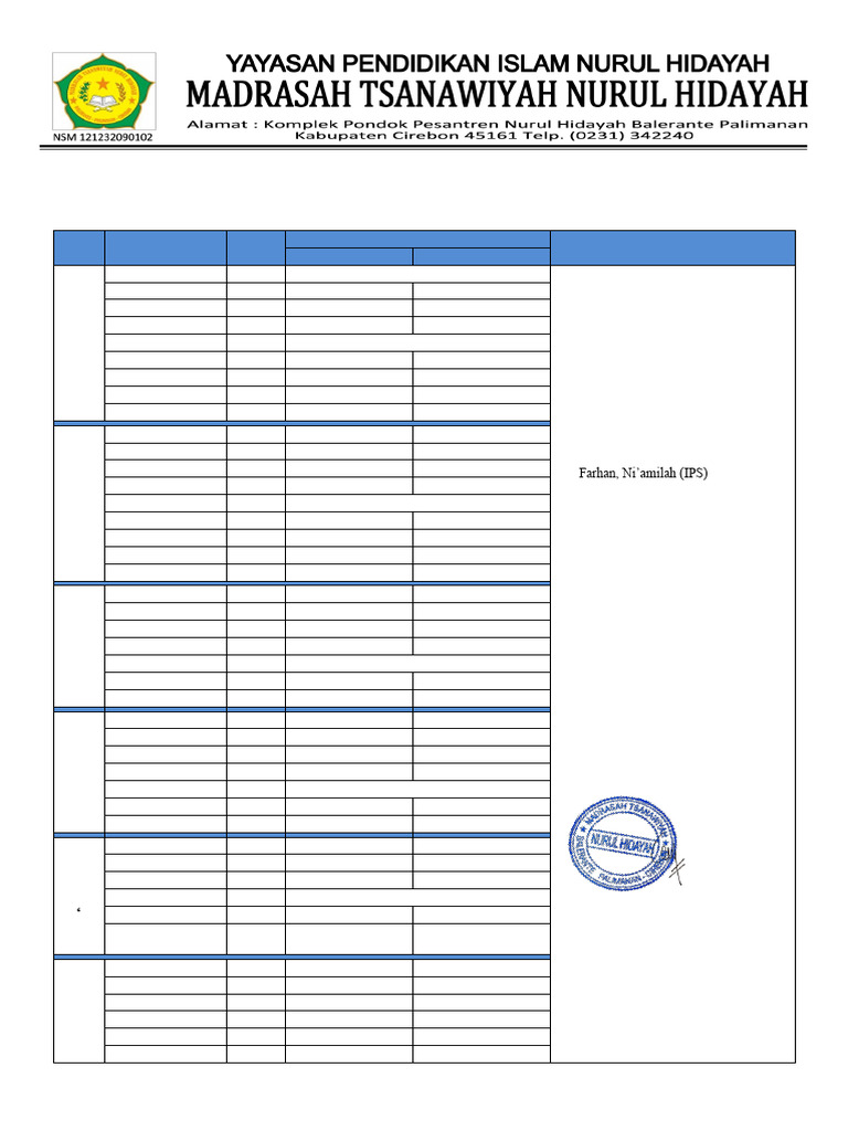 Jadwal Kegiatan Belajar Mengajar 2 Edit | PDF