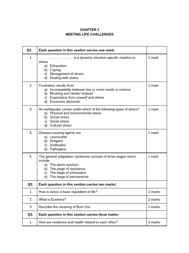 Chapter 3 Meeting Life Challenges | PDF