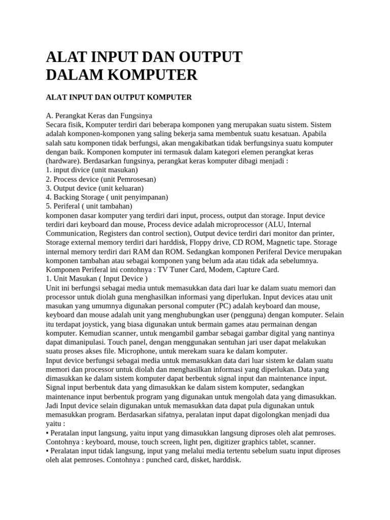 Alat Input Dan Output | PDF