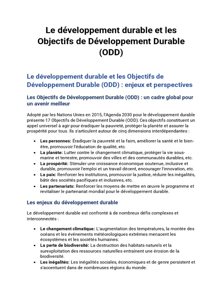 Le Développement Durable | PDF