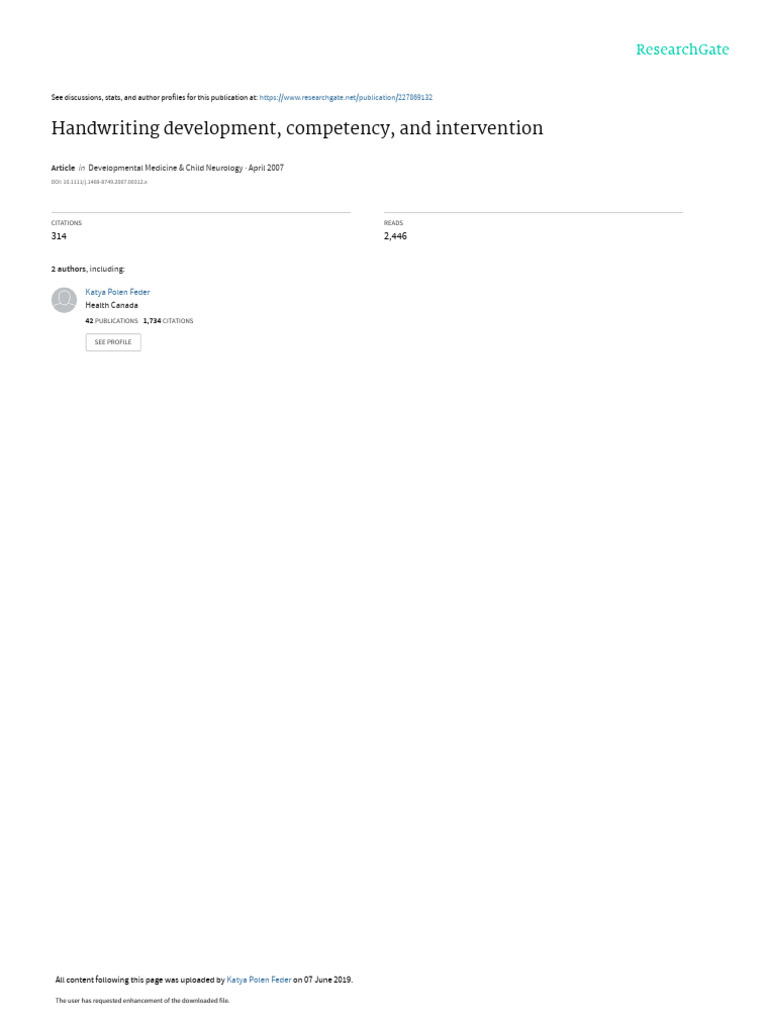 Handwriting Development Competency and Interventio | PDF | Attention Deficit Hyperactivity ...