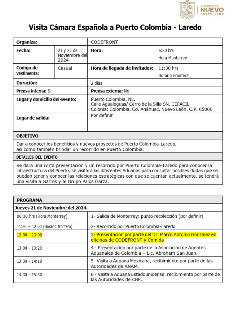 Visita Cámara Española a Puerto Colombia - Laredo | PDF