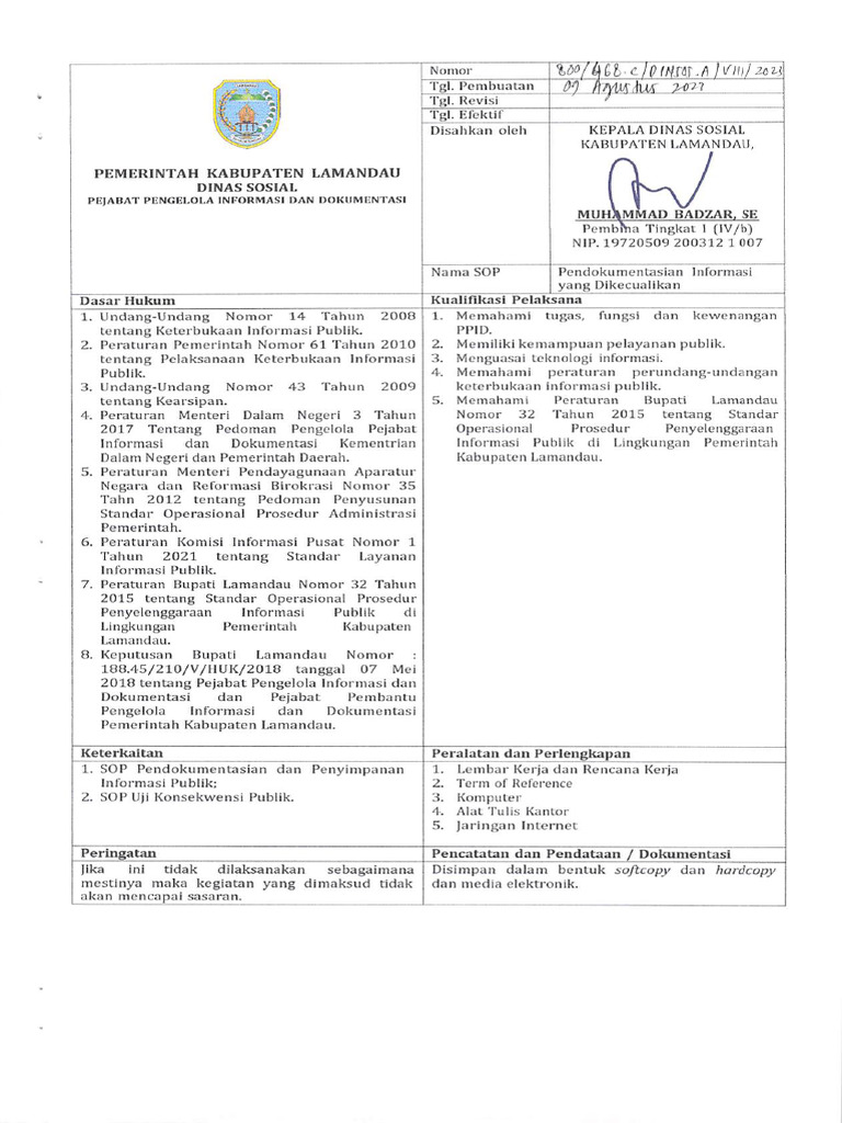 Sop Ppid Pendokumentasian Informasi Yang Dikecualikan | PDF