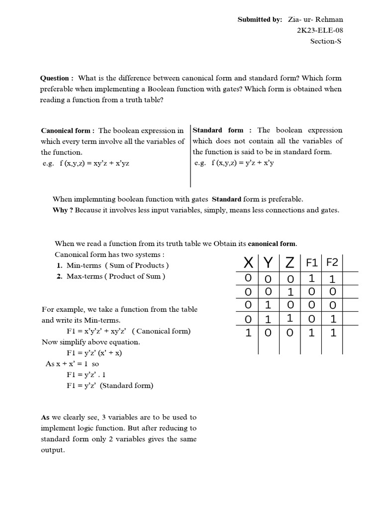 What Is The Difference Between Canonical Form and Standard Form ? PDF | PDF