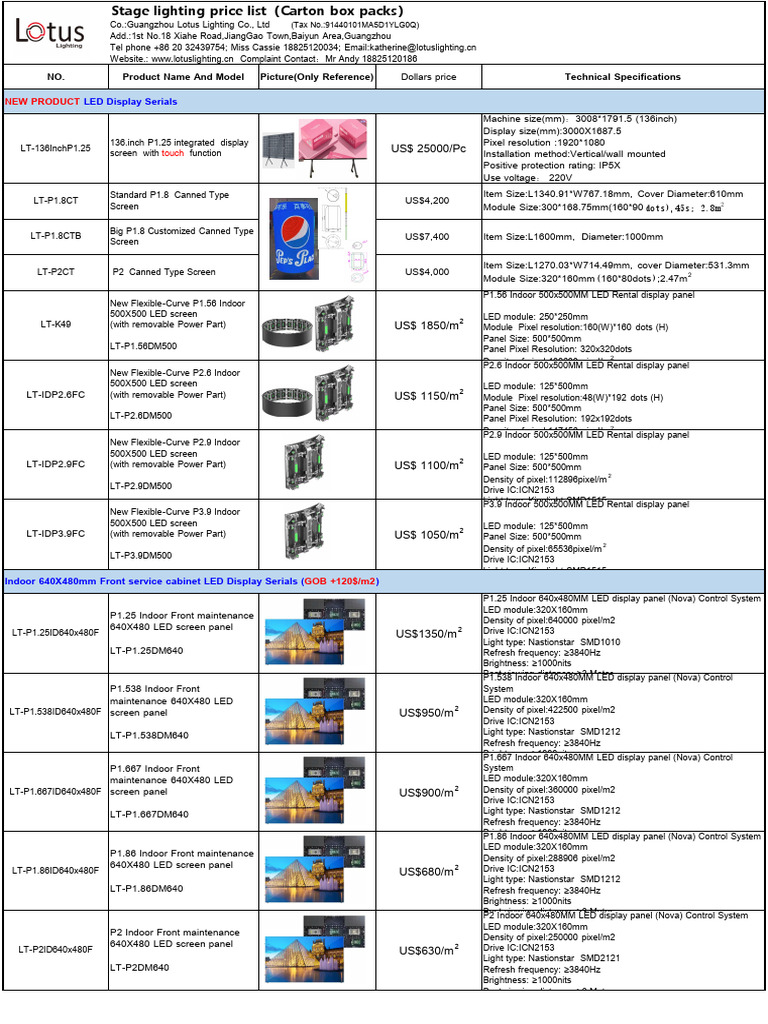 7.18 LOTUS LED display price list | PDF