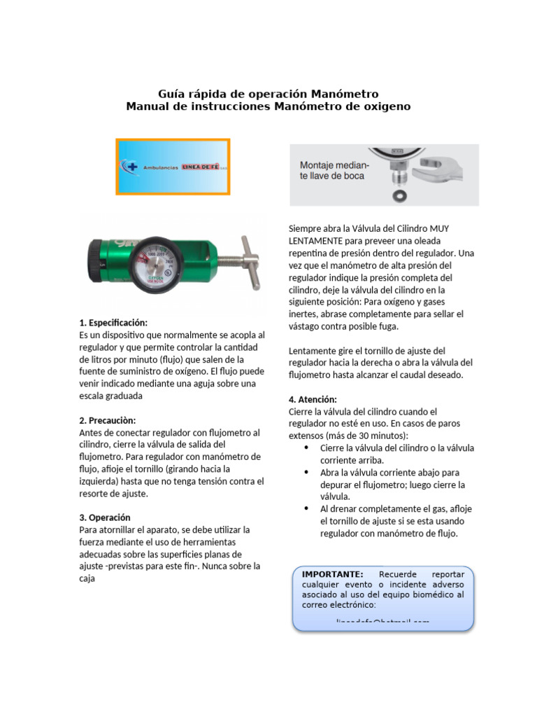 Guía Rápida de Operación Manometro | PDF