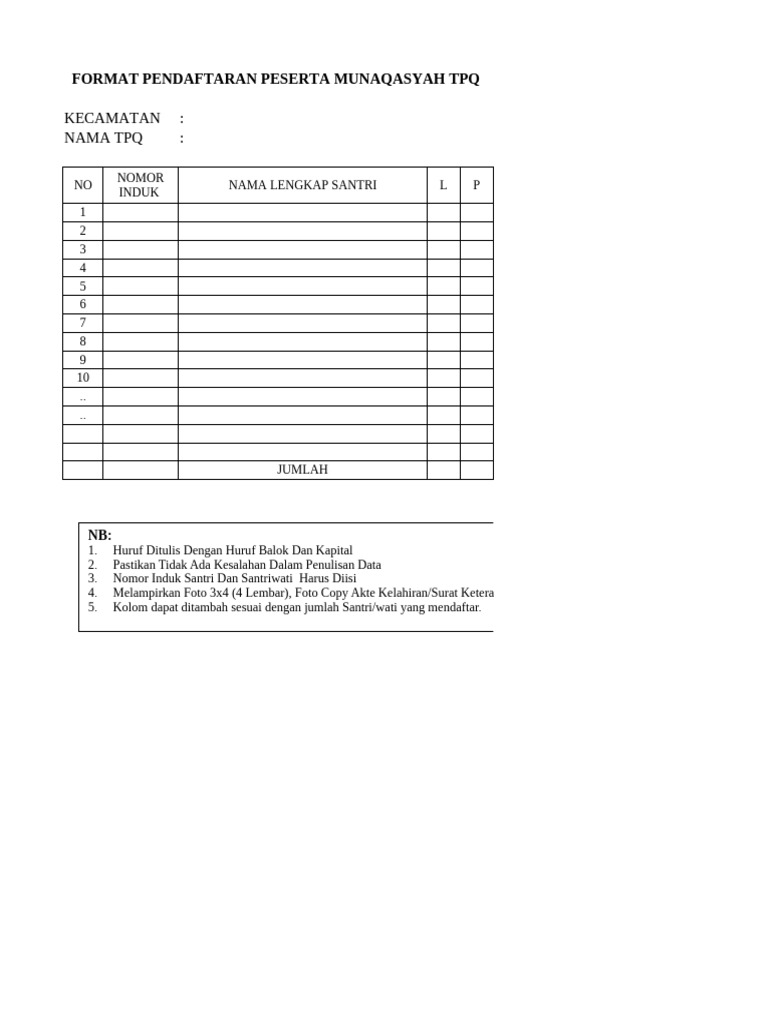 Format Data Santri Dan Rekap Nilai Akhir Munaqasyah | PDF