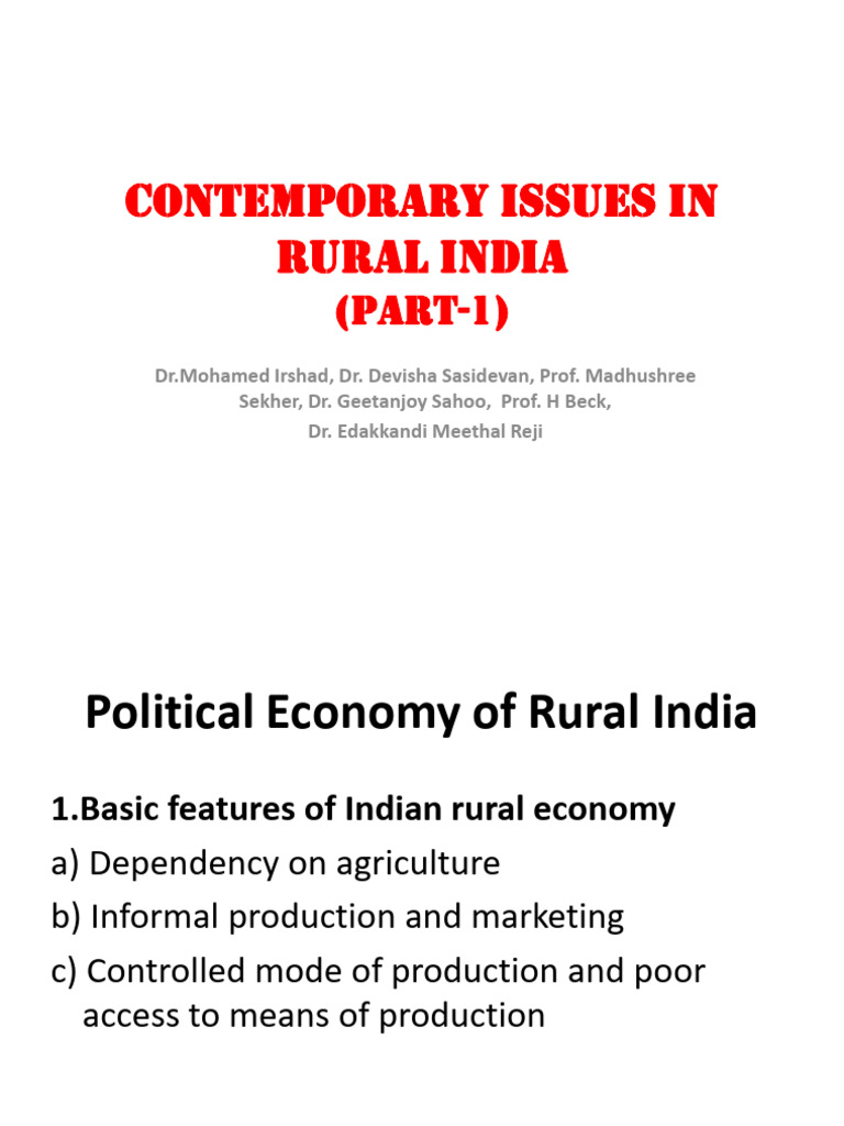 Contemporary Issues in Rural India-Part-1 (Revised) | PDF