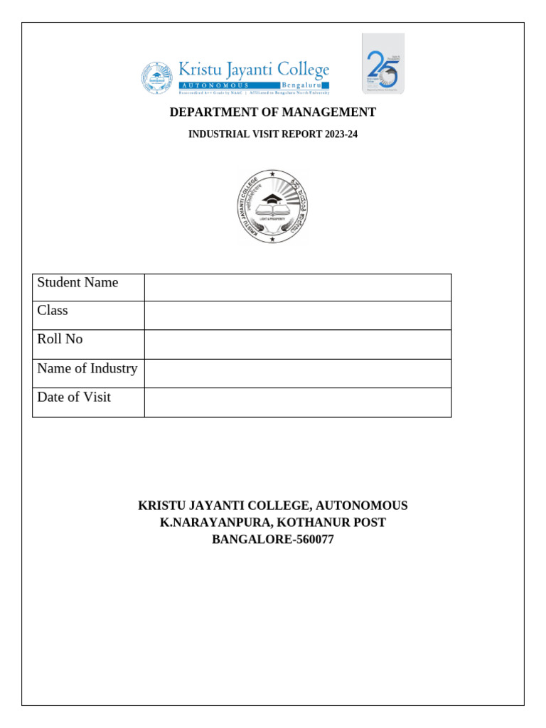 Industrial Visit Report Format | PDF