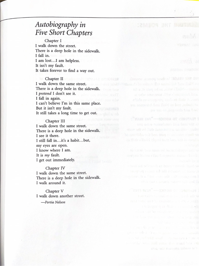 Poem - Autobiography in Five Short Chapters | PDF