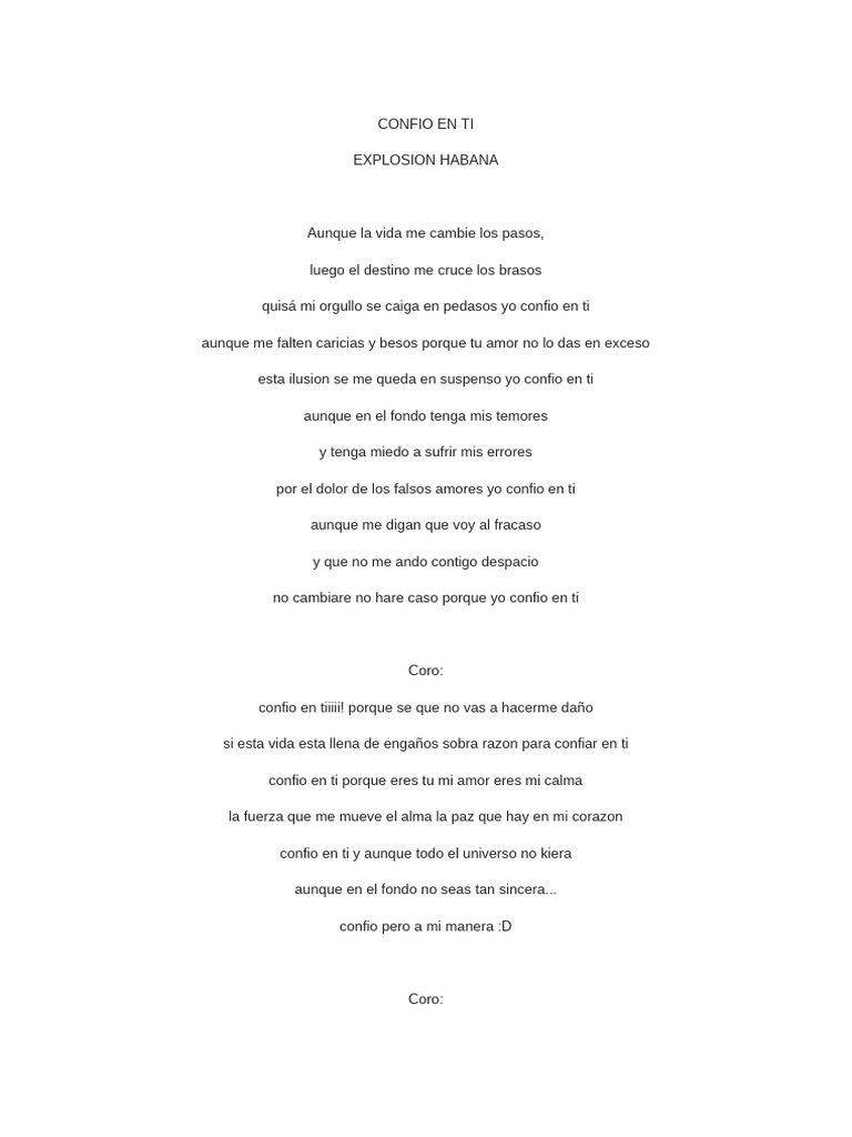 Confio - en - Ti - Explosion Habana | PDF