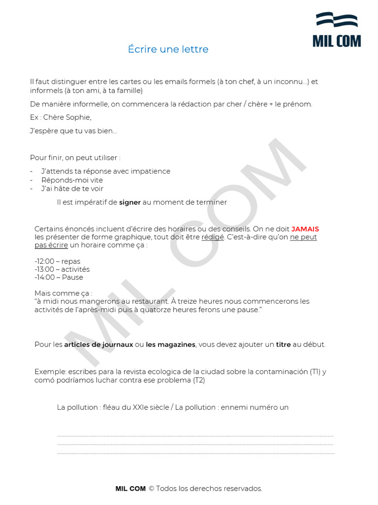 Écrire Une Lettre | PDF