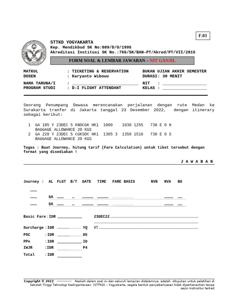 FA Try Out Ganjil R Soal Dan Lembar Jawaban Dec2022 | PDF