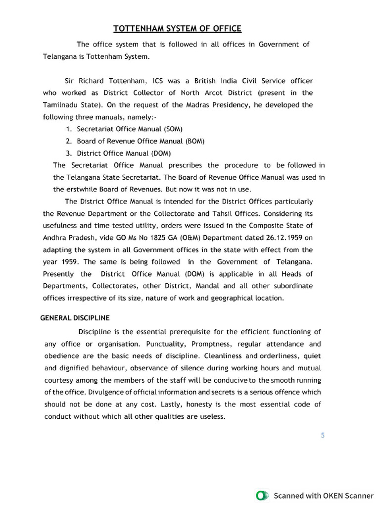 Tottenham System of Office | PDF