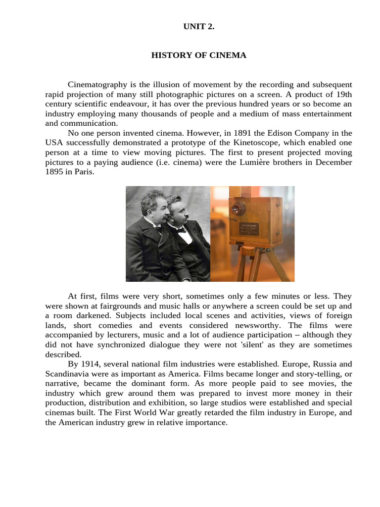 Evolution of Cinema History | PDF | Cinematography | Movie Theater