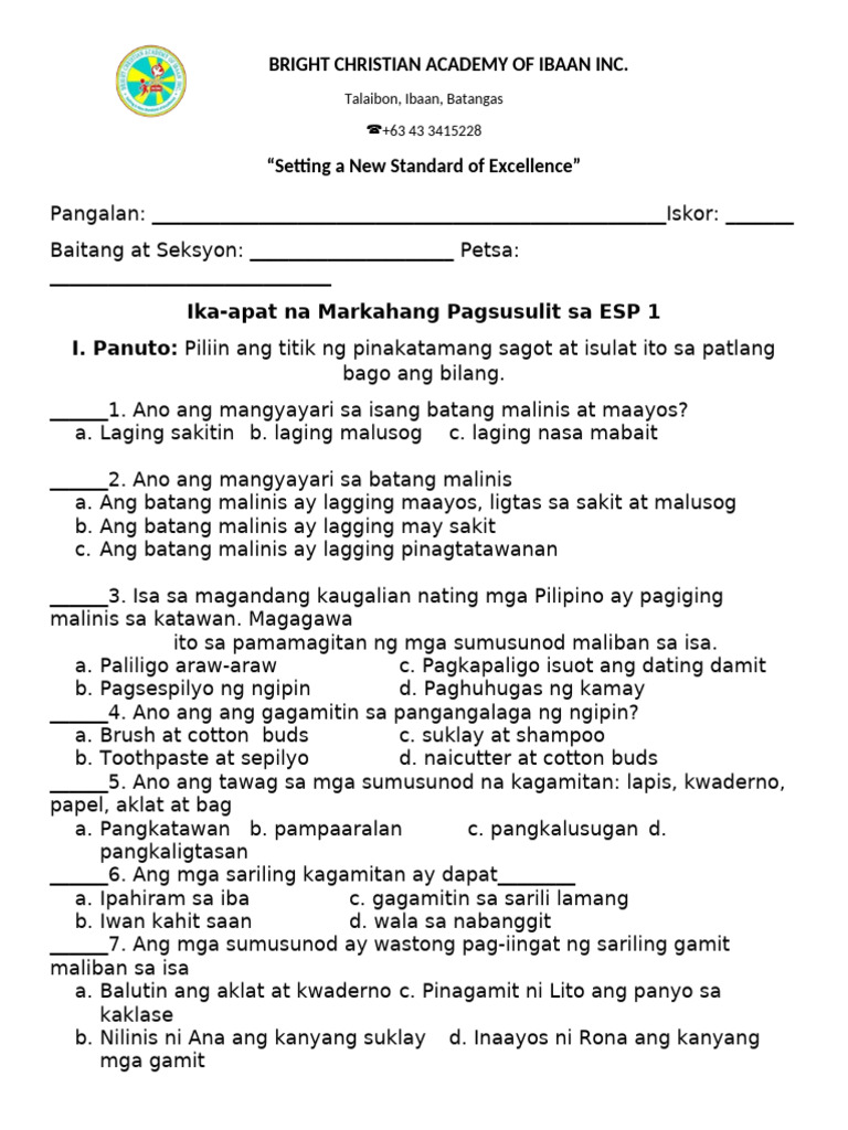 ESP 1 4th Quarter | PDF