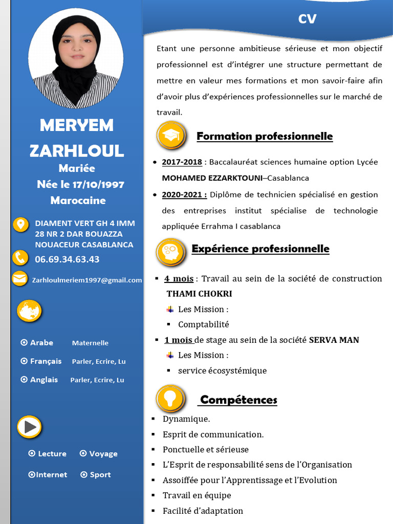 CV-Meryem - Zarhloul PDF | PDF
