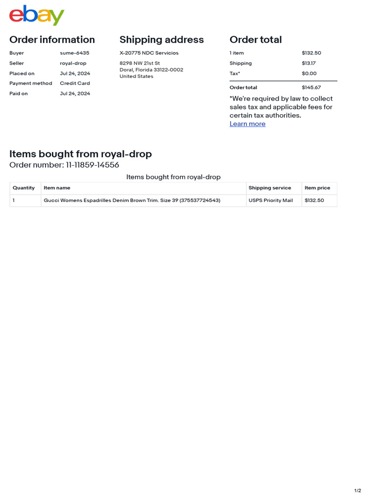 Order details _ eBay zapatos | PDF