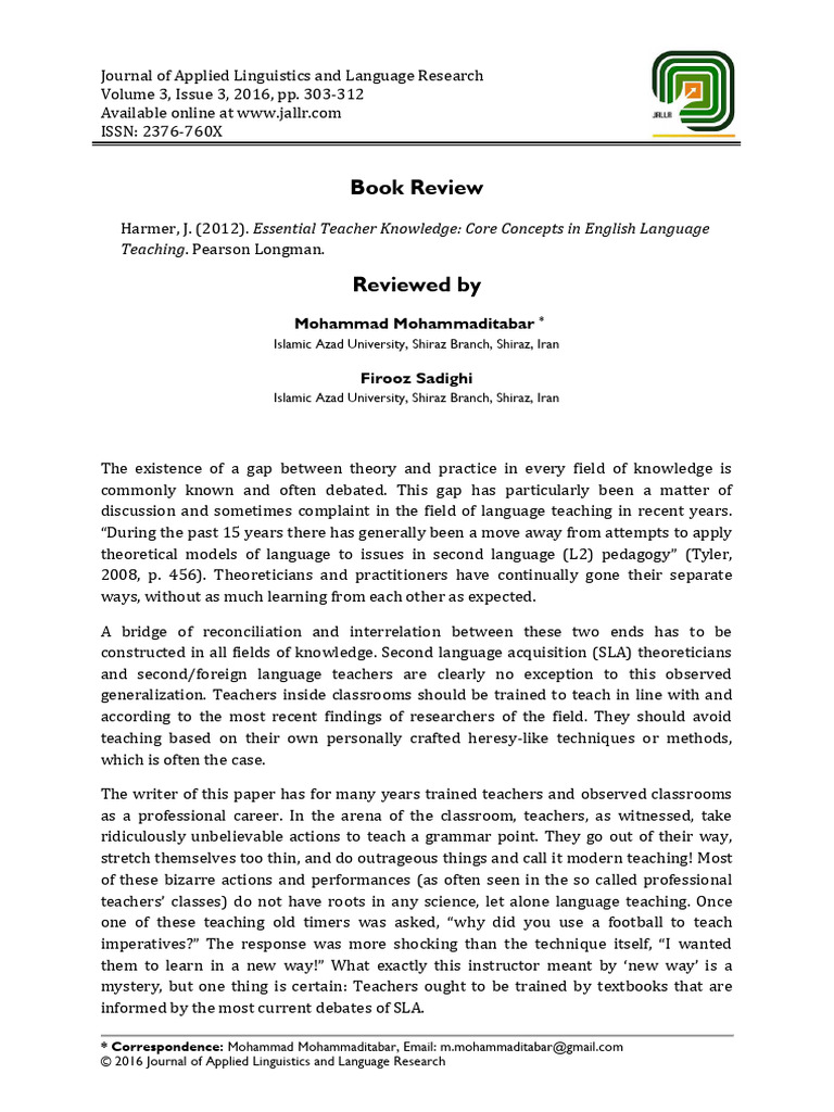 Book Review Essential Teacher Knowledge | PDF