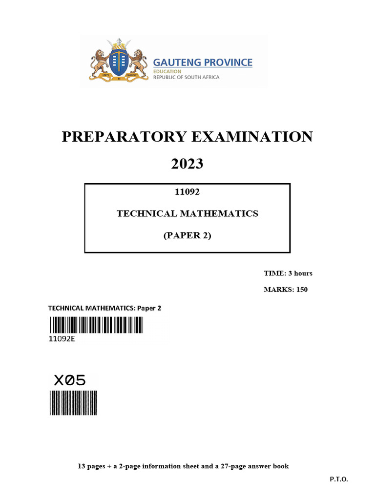 Technical Maths P2 Eng - x5 | PDF