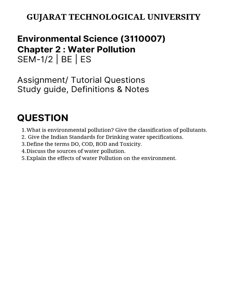 GTU Environmental Science 3110007 Chapter 2 Water Pollution | PDF GTU Environmental Science 3110007 Chapter 2 Water Pollution | PDF