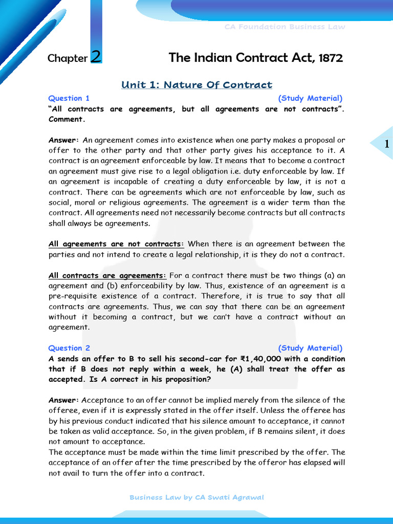 ICA, 1872 Unit 1 | PDF