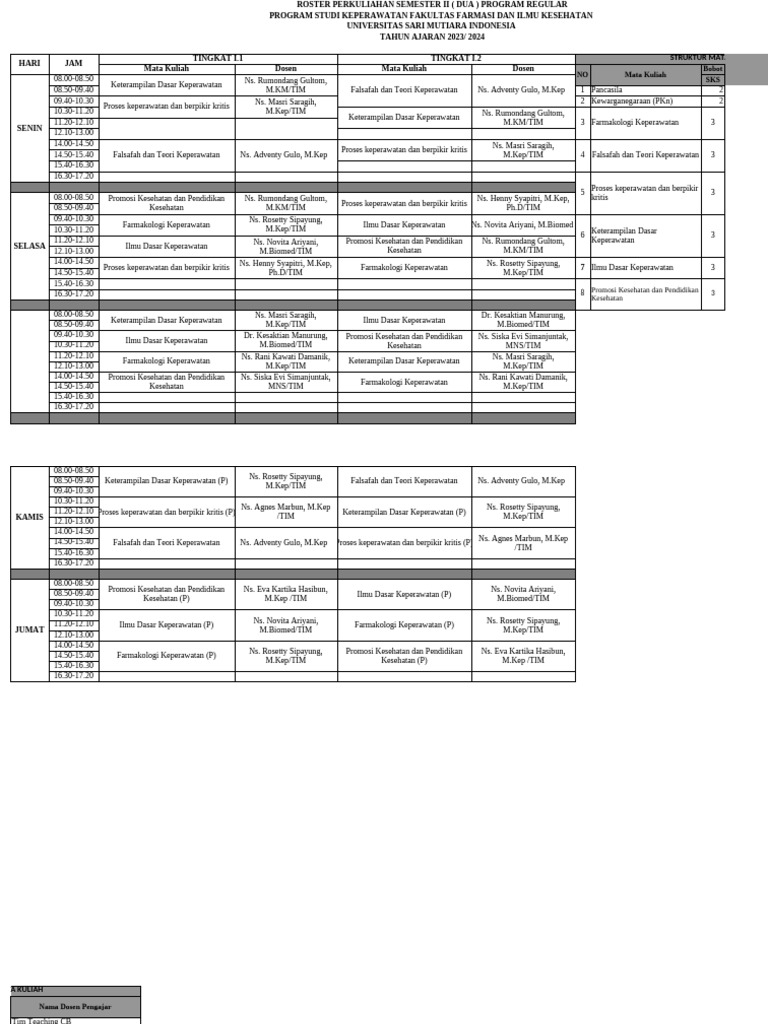 Roster Genap T.A 2023-2024 | PDF