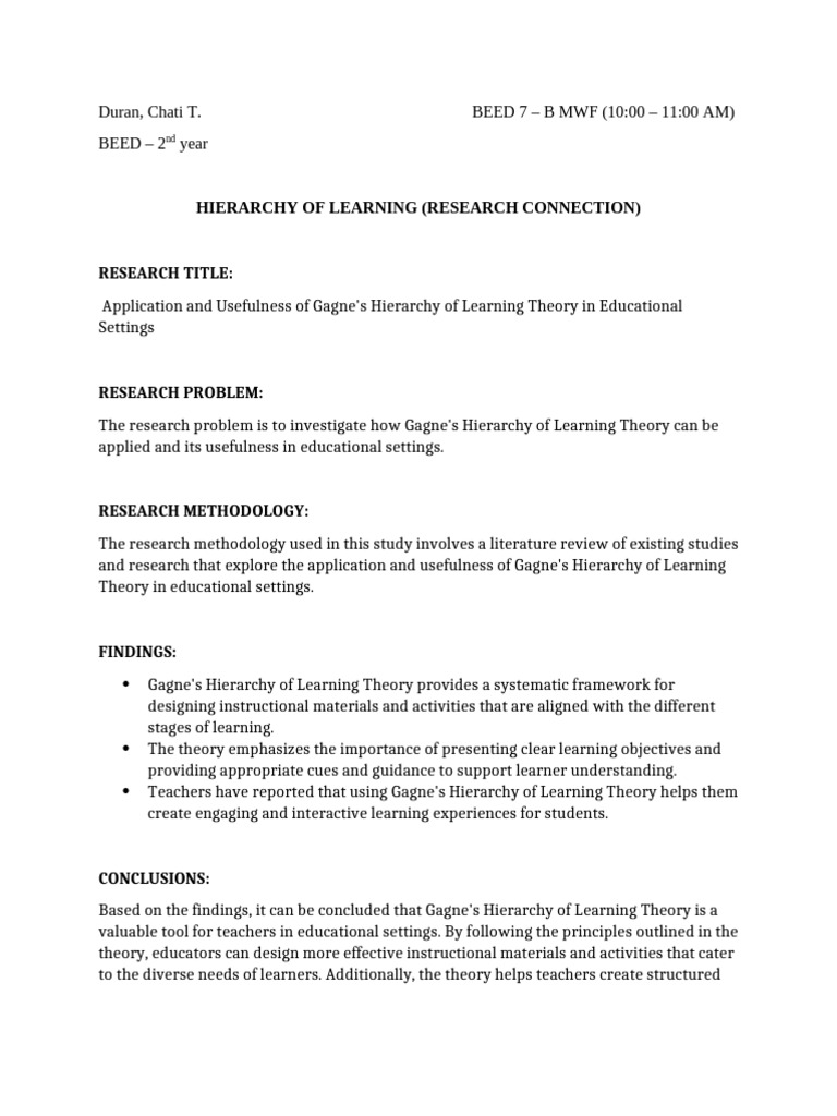 Hierarchy of Learning | PDF