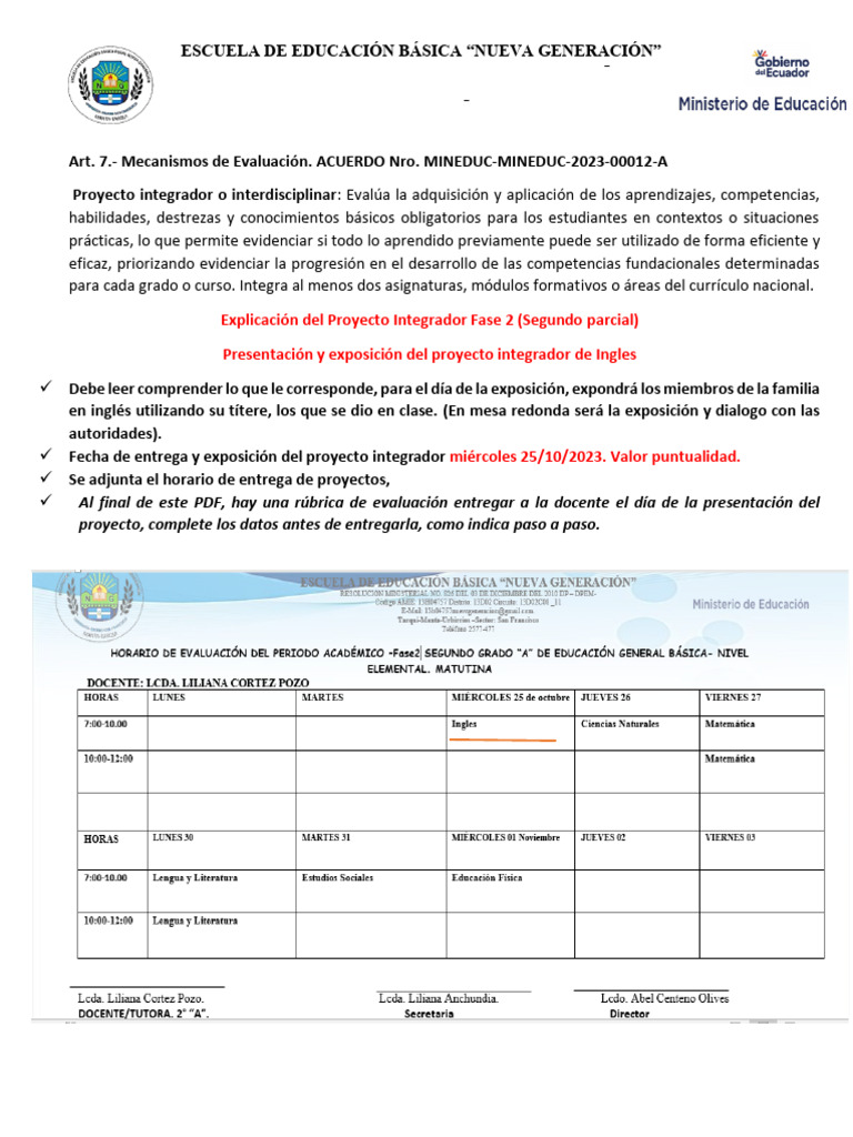 Proyecto de Ingles-1 | PDF | Evaluación | Educación primaria