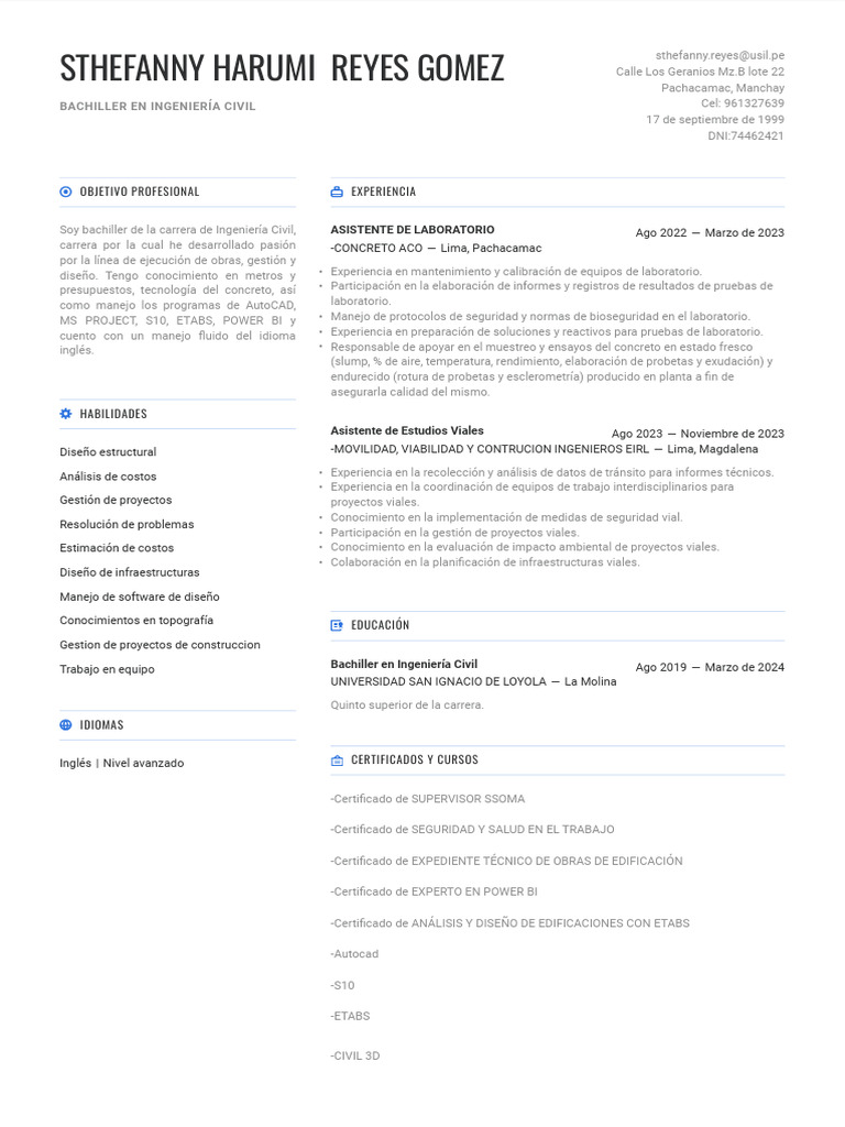 Sthefanny Harumi Reyes Gomez CV | PDF