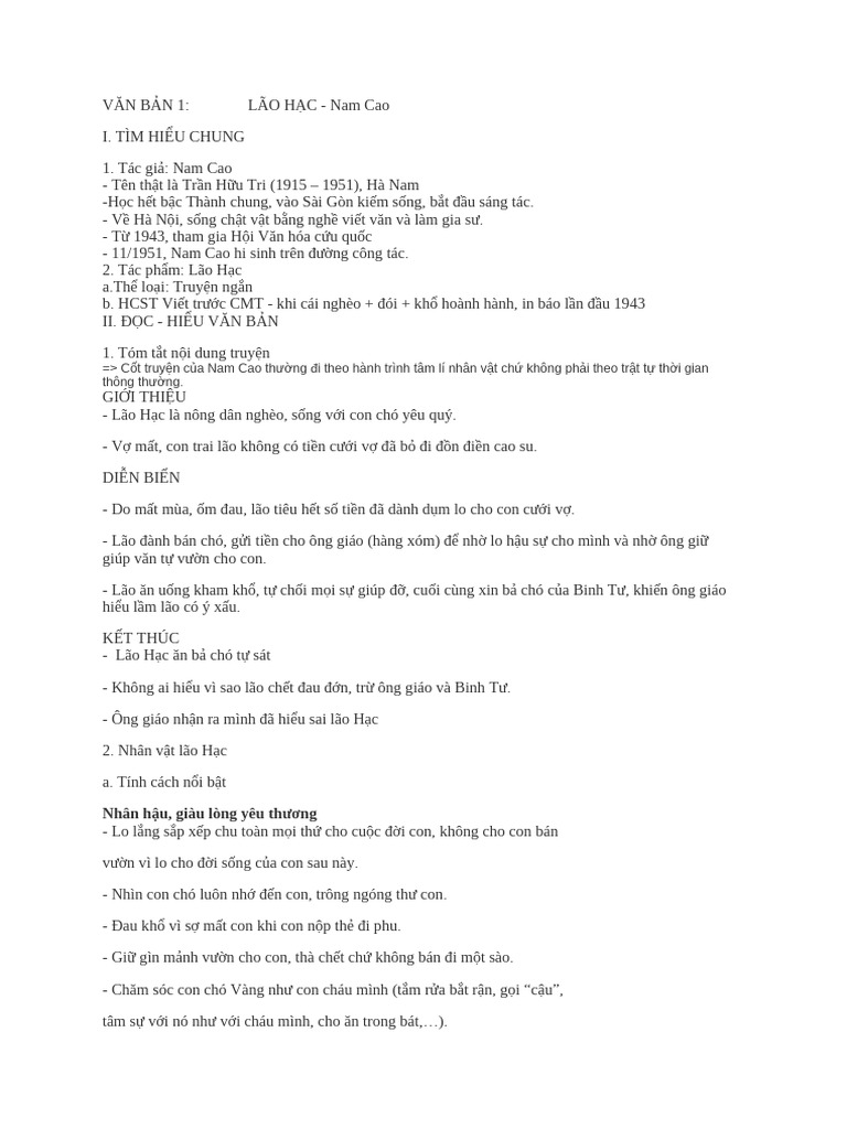 VĂN B N 1 - LÃO H C - Nam Cao | PDF