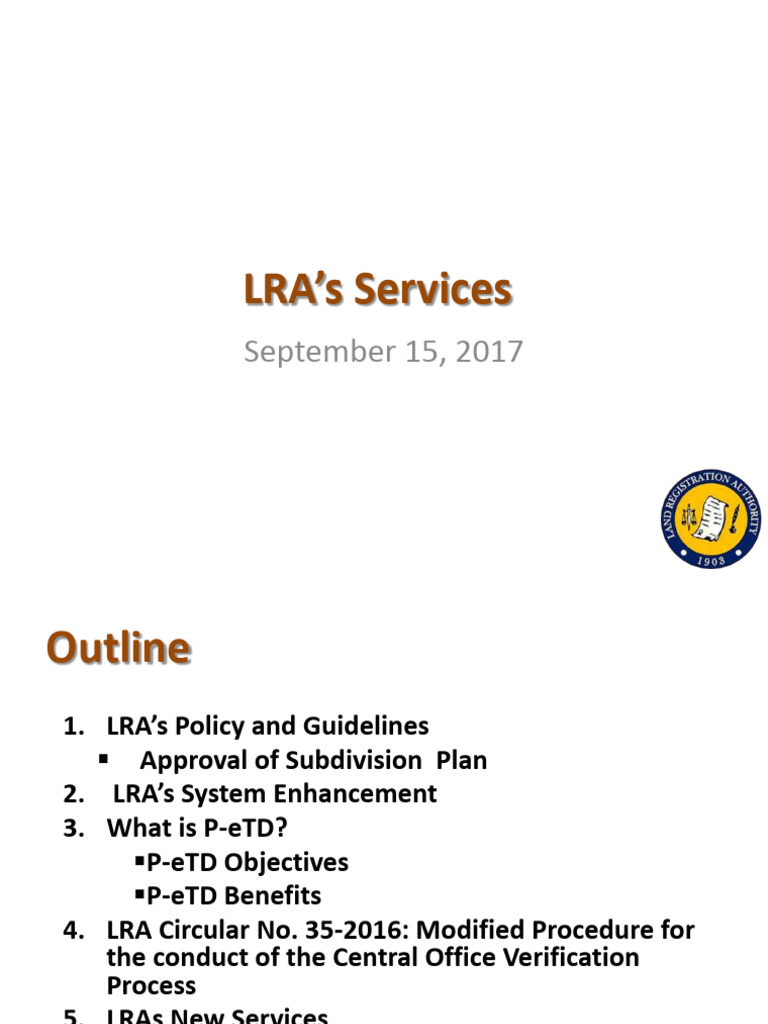LRA's Services: September 15, 2017 | PDF