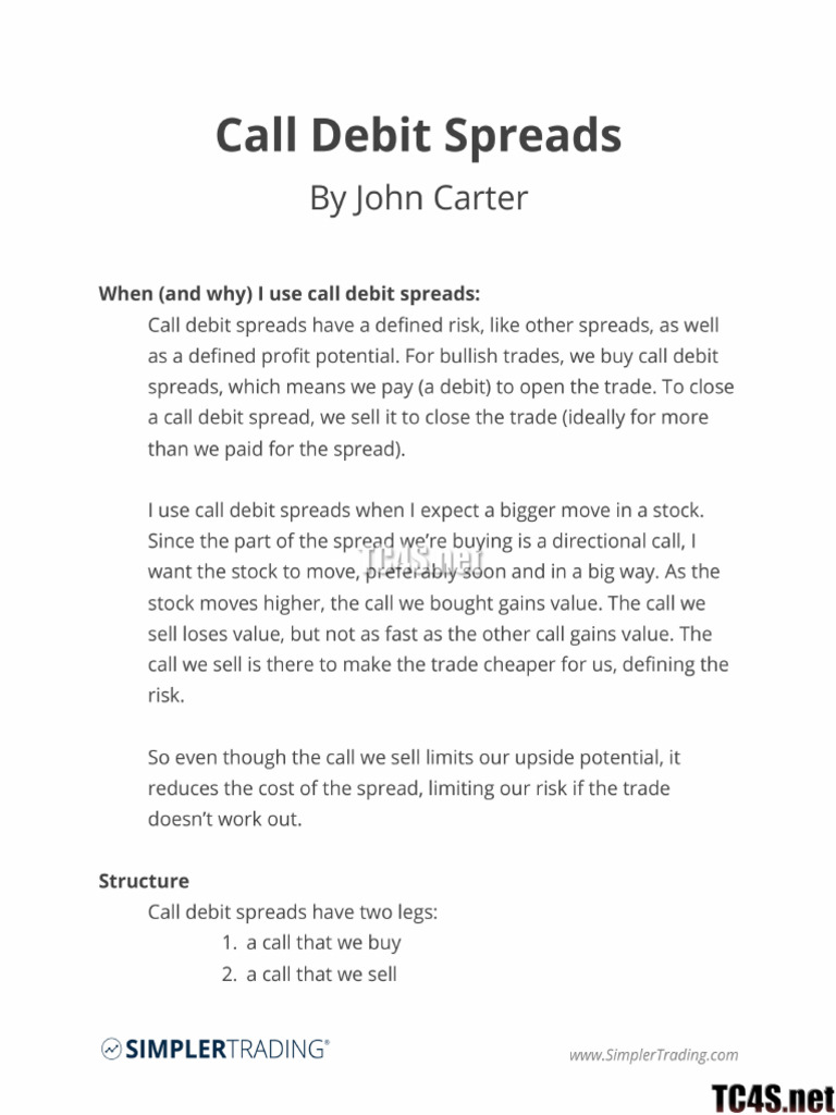 Call Debit Spreads by John Carter | PDF