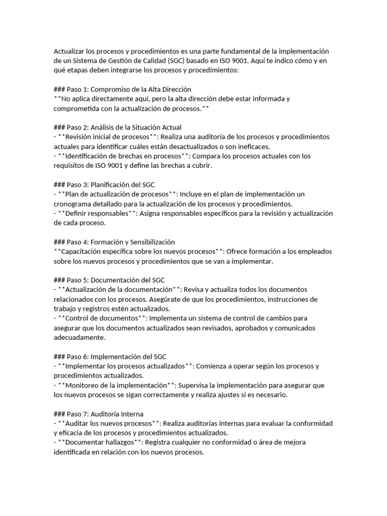 Pasos Del SGC | PDF | Sistema de manejo de calidad | Tecnología