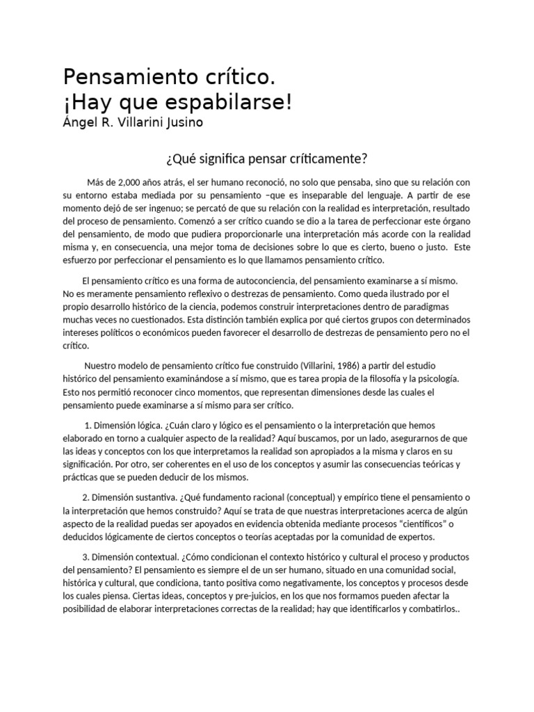Pensamiento Crítico | PDF | Pensamiento | Ciencia y matemáticas