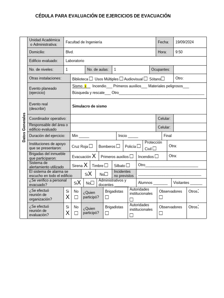 Reporte Simulacro | PDF